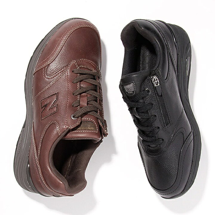 スニーカー ニューバランス new balance ウォーキングシューズ メンズ MW585 ブラック BK 4E 幅広対応 ファスナー付 本革 天然皮革 激安正規