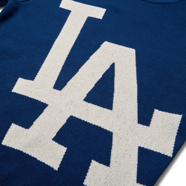 楽天市場】ニューエラ 長袖 ニット ビッグロゴ ドジャース ネイビー