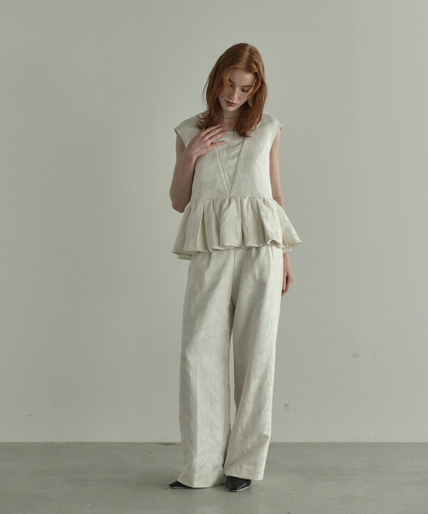 andresd v line ジャガードドレス アイボリーMサイズ - キャミワンピース