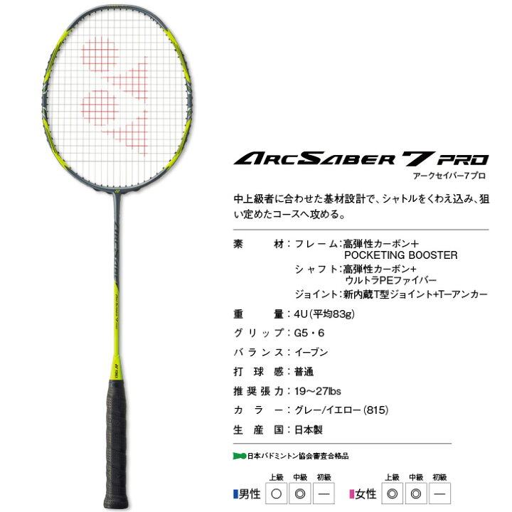 ヨネックス YONEX バドミントンラケット アークセイバー7 プロ ARC7-P-815 送料無料でお届けします
