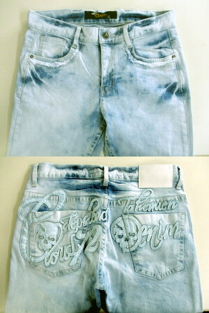 【楽天市場】【本日の1000円引き】CLOUD72 (クラウド72) #721 メンズ オールシーズン ストレートデニム/ジーンズ ブリーチ/刺繍/スカル/ドクロ/ストレッチ ブリーチ ...