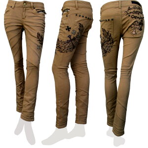 【楽天市場】grasshopper/グラスホッパー #660 レディース オールシーズン 美脚ストレッチスキニーデニム/ジーンズ 刺繍/羽根/ウイング/ロゴ/クロス/十字架/スタッズ ベージュ ...