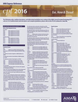 楽天ブックス: CPT 2016 Express Reference Coding Card Ear, Nose, Throat ...