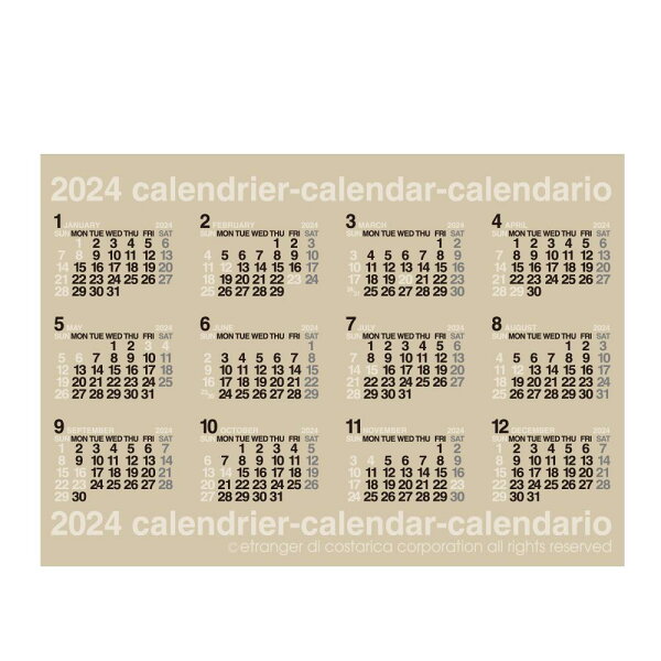 楽天ブックス: 2024年 カレンダー B2ポスターカレンダー[CAL] 2024年 1月始まり エトランジェディコスタリカ CLP-B2 ...