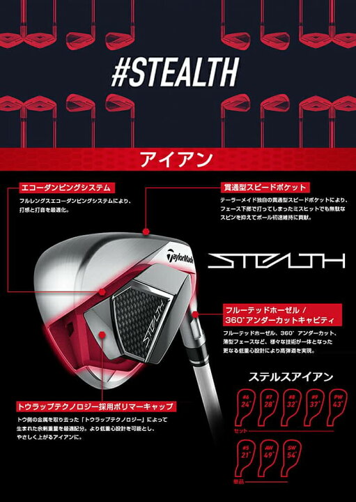 アトラクトゴルフテーラーメイド ステルス アイアン AW RED SW) 単品販売 TM60 シャフト装着仕様#TaylorMade#STEALTH#2022model (#5 TENSEI ...