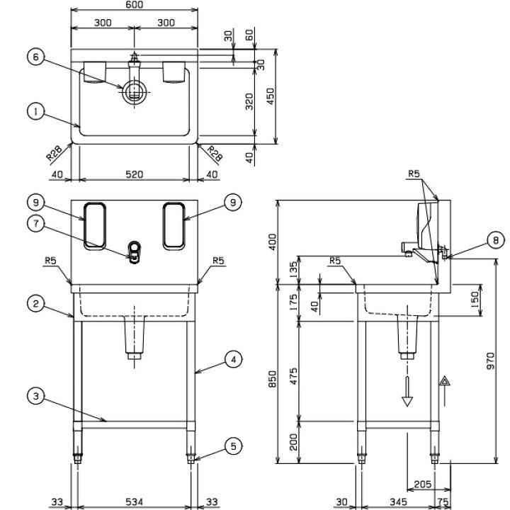 自動手指洗浄消毒器 BSHD-064H SUS430仕様