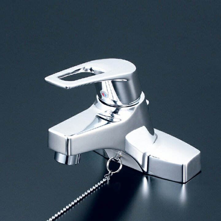 【洗面用水栓金具】【KM7014T】 KVK 洗面 化粧室 シングルレバー 取付ピッチ 102mm シングル混合水栓 ゴム栓付 | アニメイト