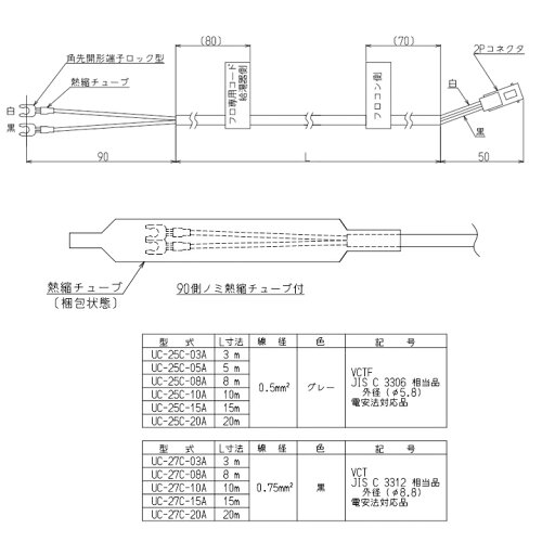 【楽天市場】【UC-25C-10A】リンナイ ケーブル部材 2芯コネクタ付 RINNAI：コンパルト 楽天市場店