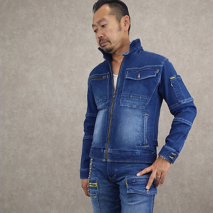 寅壱 デニム作業着 上下セット 8940-554 8940-219 古着感覚 摩擦加工 大人気!