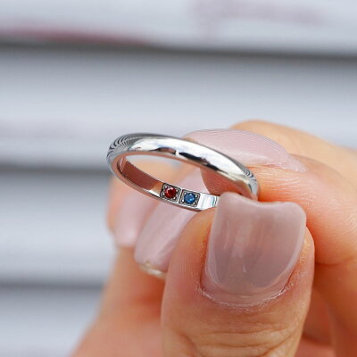 【楽天市場】2ストーン リング ペア販売 ペアリング 【3号～25号】名入れ 刻印 誕生石 ギフト レディース メンズ お揃い カップル 親子 ...