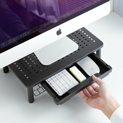 【楽天市場】【スーパーSALE！ 限定価格】モニター台 机上 引き出し 高さ調整 高め コンパクト 小さめ 黒 EEX-DES18：イーサプライ 楽天市場店