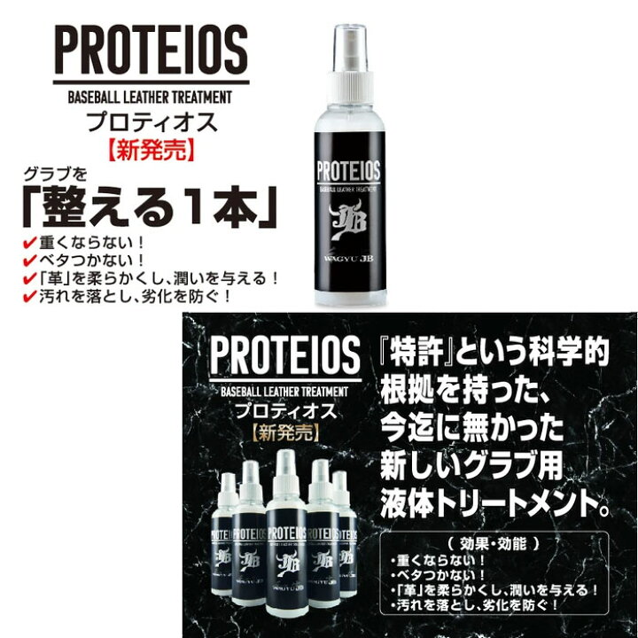 和牛JB PROTEIOS プロティオス グラブ用液体トリートメント 野球 ソフト グローブ 汚れ落とし 保革 在庫処分