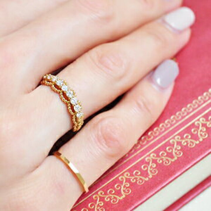 K18 0.30ct 透かしデザインのリング - リング・指輪