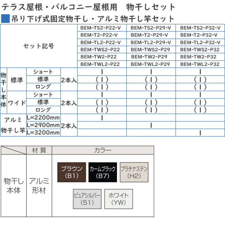 竿掛け アルミテラス屋根用 物干し 金物 BEM-TS2 ショート 2本入 YKK 吊り下げ 屋外 全国一律送料無料 安い