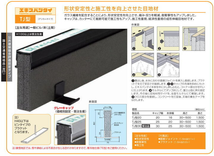 エキスパンタイ グレー TJ-20×50 旧TK-20×50 幅 20mmx高さ50mm 1.5m 34本 51m分1ケース 伸縮目地 激安/新作