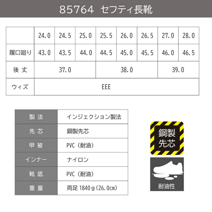 新年の贈り物 安全靴 長靴 おしゃれ 作業靴 ロング ロングブーツ ジーベック 85764 セーフティーシューズ 鋼製先芯 XEBEC 耐油 yoshiyuki0804.sub.jp