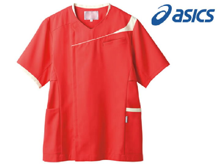 アシックス スクラブ シャインレッド×アイボリー S CHM854-2105