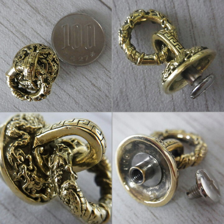 価格交渉OK送料無料 ドロップハンドル ネジ式 真鍮製 ブラス 金色 大型迫力の龍頭 ドラゴンヘッド 彫刻風 シカゴスクリューバック ...