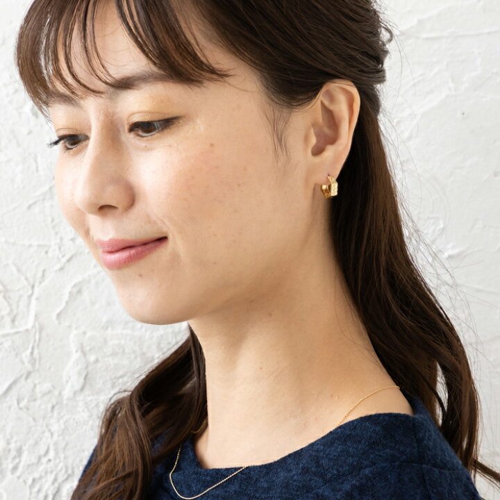 チェーン風 フープピアス K18YG 開閉式ピアス 18金 イエローゴールド 約1.4g 左右合計 【2022春夏新色】