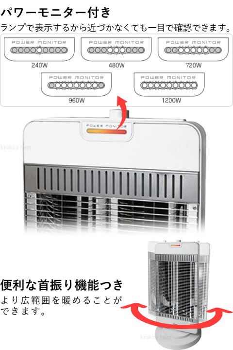 テクノス TEKNOS TSH-9201 シーズヒーター 1200W パワーモニター ホワイト TSH9201 【SALE／83%OFF】