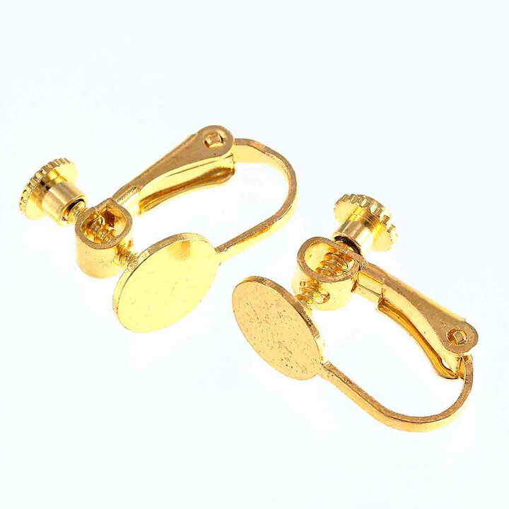 イヤリング パーツ ゴールド 40個 KC金 ネジバネ式 8mm 台座 丸皿 カン無し アクセサリー 金具 ハンドメイド AP2561 お見舞い