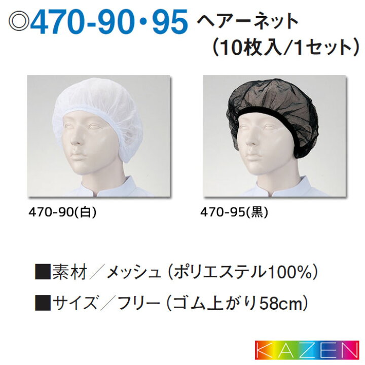 ヘアーネット キャップ ユニフォーム 白 メッシュ 男女兼用 衛生 2枚入 吸汗性 異物落下 ニット KAZEN カゼン 470-10 ふるさと割