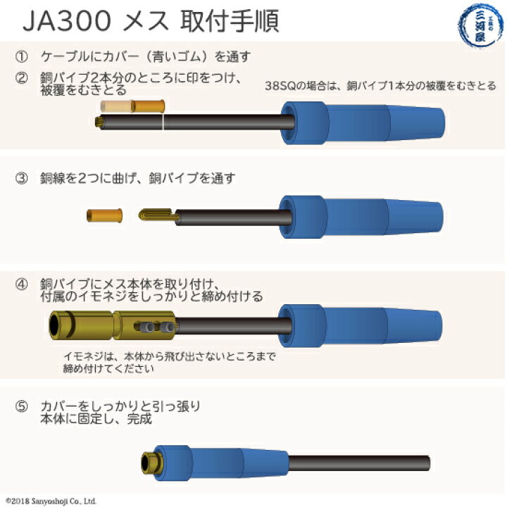 三立電器 純正品 溶接用 ケーブルジョイント JA-300 JA300 2組 オスメス各2本 お気に入りの