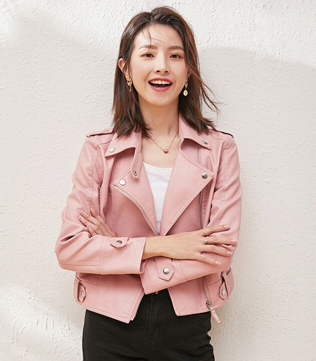 ライダース ジャケット レディース アウター 黒 白 革ジャン ショート丈 フェイクレザージャケット シンプル 秋冬 春 秋 大きいサイズ 3L 4L 【売り切り御免！】