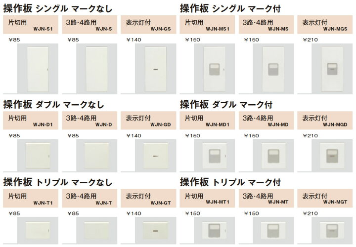 JIMBOJ-WIDEシリーズ配線器具 操作板 WJN-MD1 ダブルマーク付 片切用 最大52%OFFクーポン ダブルマーク付