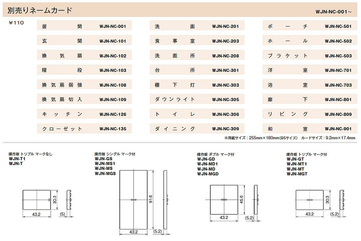 JIMBO 神保電器 J-WIDEシリーズ配線器具 操作板 ダブルマークなし 3路 4路用 WJN-D 人気特価激安