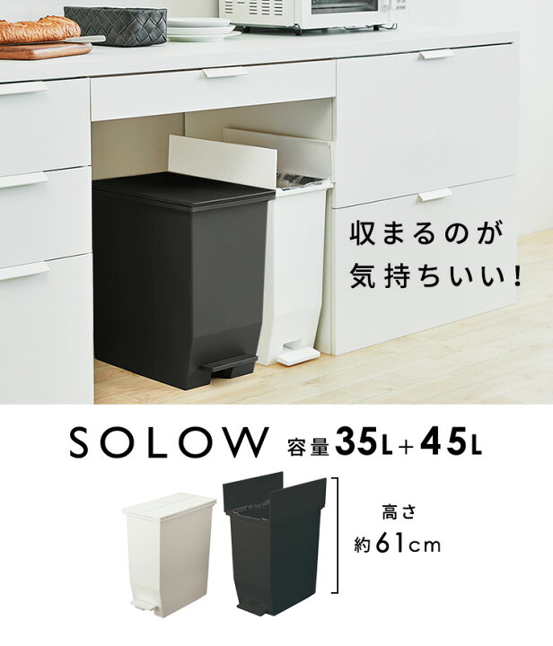 ゴミ箱 SOLOW ペダルオープンツイン 45L 選べるカラー:ホワイト ブラック ごみ箱 ダストボックス おしゃれ ペダル式 45リットル キャスターつき 分別 【SALE／60%OFF】