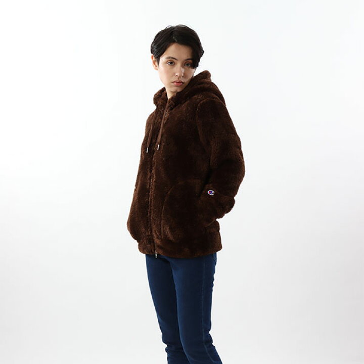 フリース ジャケット チャンピオン Champion ZIP WOODED JACKET レディース もこもこ モコモコ ボア フルジップ パーカー CW-L604 代引き手数料無料