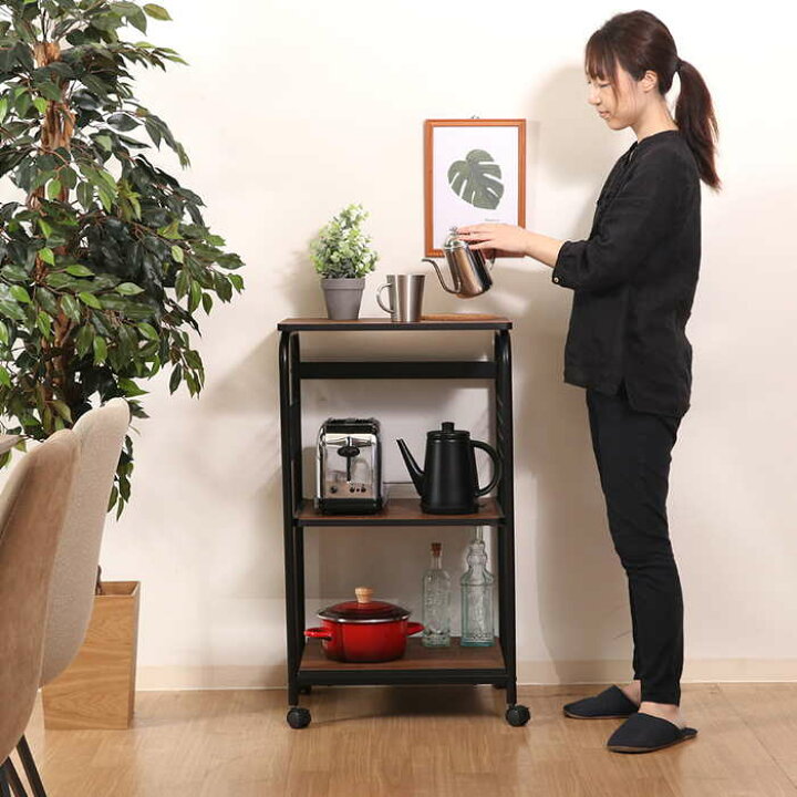 レンジワゴン FBC-03-2 送料無料 キッチン 収納 炊飯器 電子 ワゴン キャスター ナチュラル シンプル 家電 タテ収納 レンジ台 ラック 木目 人気沸騰ブラドン