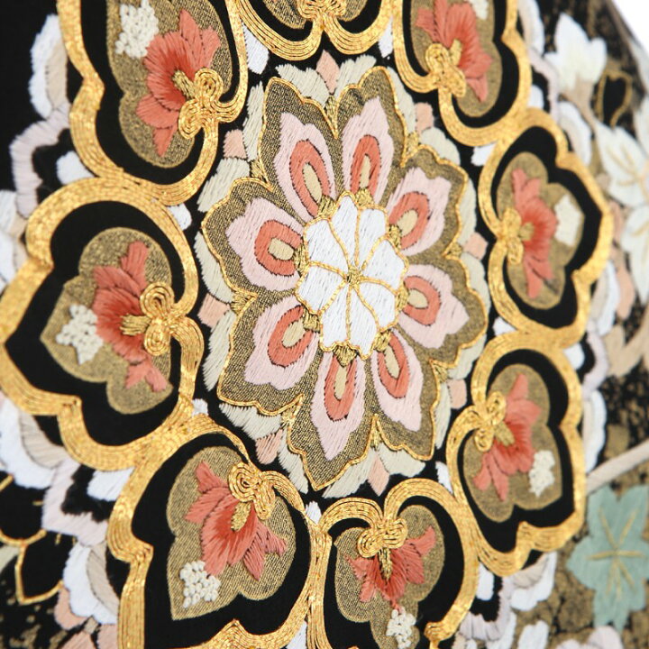 92％以上節約 華紋をはじめ様々な模様が刺繍された黒留袖 着物 weblaboratory.jp
