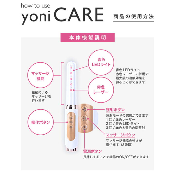 Yonicare ヨニケア 家庭用膣 レーザー 膣ケア 器 マッサージ機能 デリケート ゾーンケア フェミニケア 新品本物