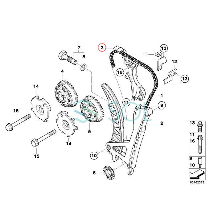 BMW E82 E87 E88 E46 E90 E91 E92 E84 X1 タイミングチェーン スライディングレール 118i 120i 318i 318Ci 318ti 320i 18i ...