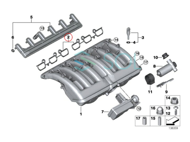 BMW インテークマニホールドガスケット インマニガスケット N42 N46 E82 E87 E88 120i 11617530703 【61 ...