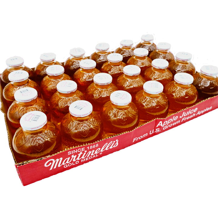 24本セット マルチネリ アップルジュース 296ml 24本 瓶 100%生搾りのアップル りんご ジュース 無添加 マルティネリ ...