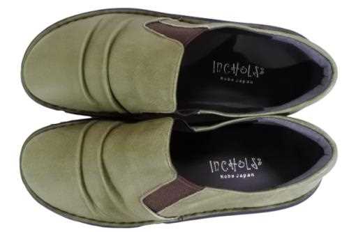 【楽天市場】インコルジェ[INCHOLJE] くしゅっとかわいい脱ぎ履きらくらくシューズ レディース コンフォートシューズ 8303 カーキ (8303-KA)：神戸旅靴屋