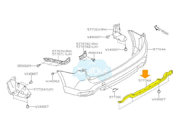 57734FL040フロントバンパーガード シルバー塗装 XV GTE E F型 Advance純正パーツ 純正部品 完成品