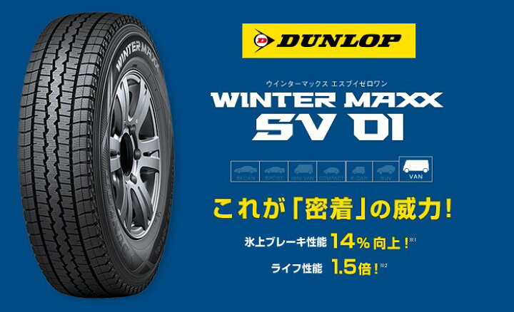 スタッドレス タイヤ4本セット ダンロップ WINTER MAXX SV01 145R12 6PR ウインターマックス エスブイゼロワン 【72%OFF!】
