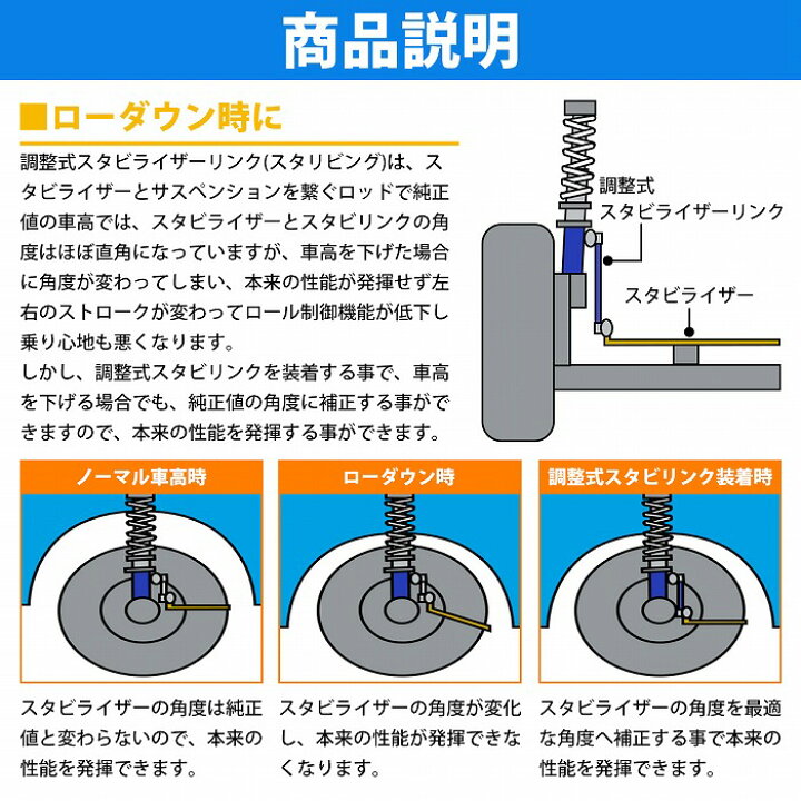 調整式 スタビライザーリンク ホンダ モビリオ GB1 GB2 フロント カラー2色 赤 青 【2021春夏新作】