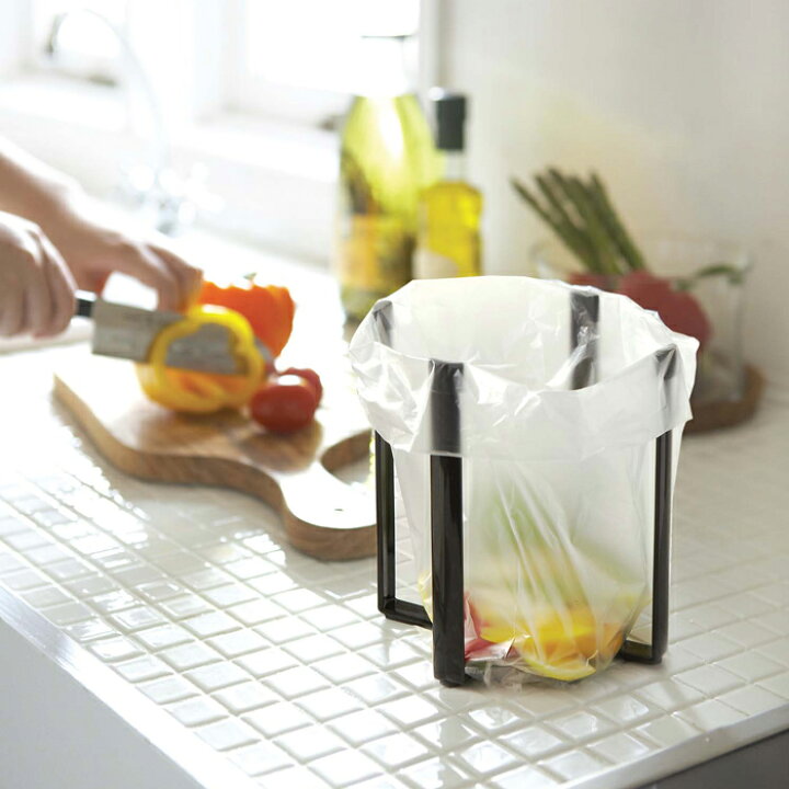 山崎実業 tower ポリ袋エコホルダー ホワイト ブラック 6787 6788 ゴミ袋ホルダー ゴミ袋スタンド ゴミ箱 ごみ箱 卓上 タワー 開催中